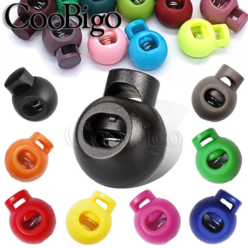 100pcs Cord Lock Stopper Round Ball Spring Stop Toggle Clip Plastic ...