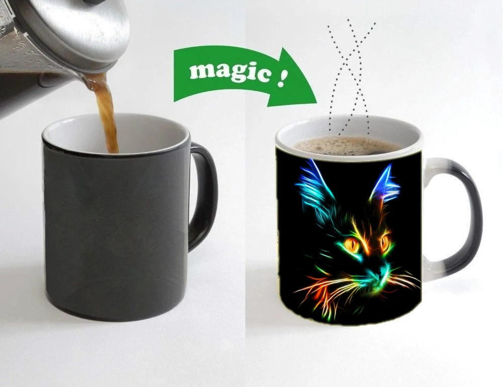 2020 New Colors Magic Cat Coffee Mug Color Changing Mugs Cup 110z ...