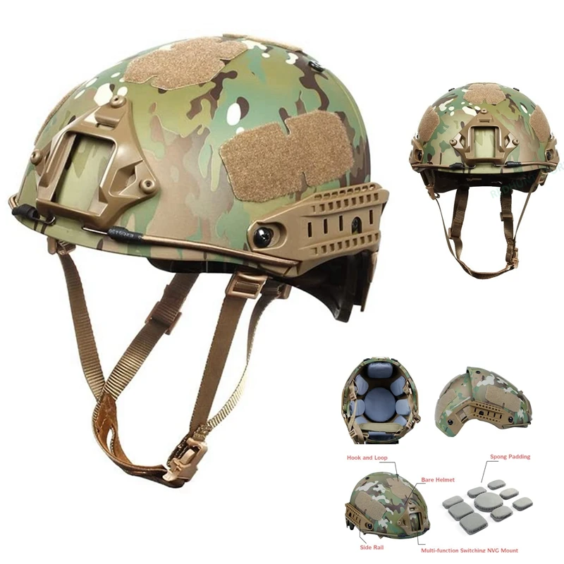 Tactical-AF-Adjustable-ABS-AirFrame-Combat-Helmet-with-Side-Rails-NVG ...