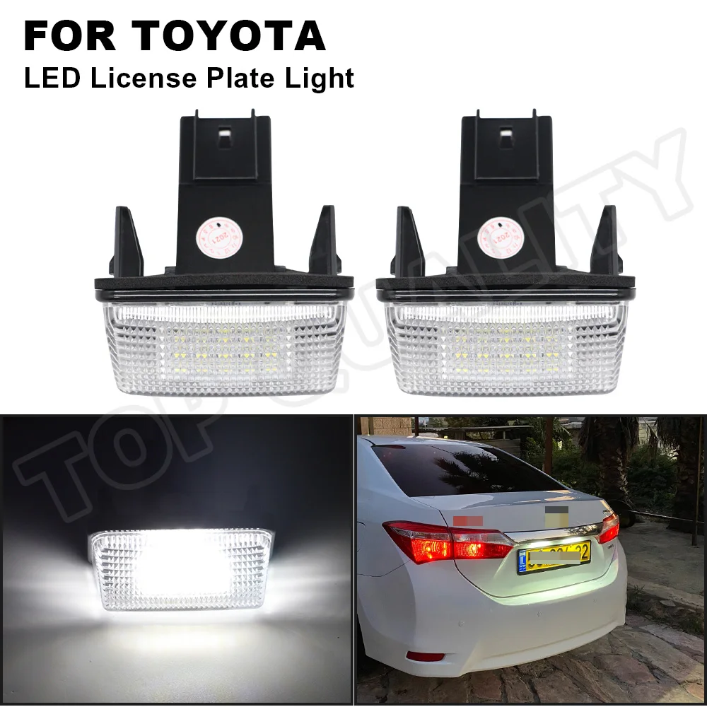 2Pcs LED License Plate Light Number Plate Lamp For Toyota Auris Avensis ...