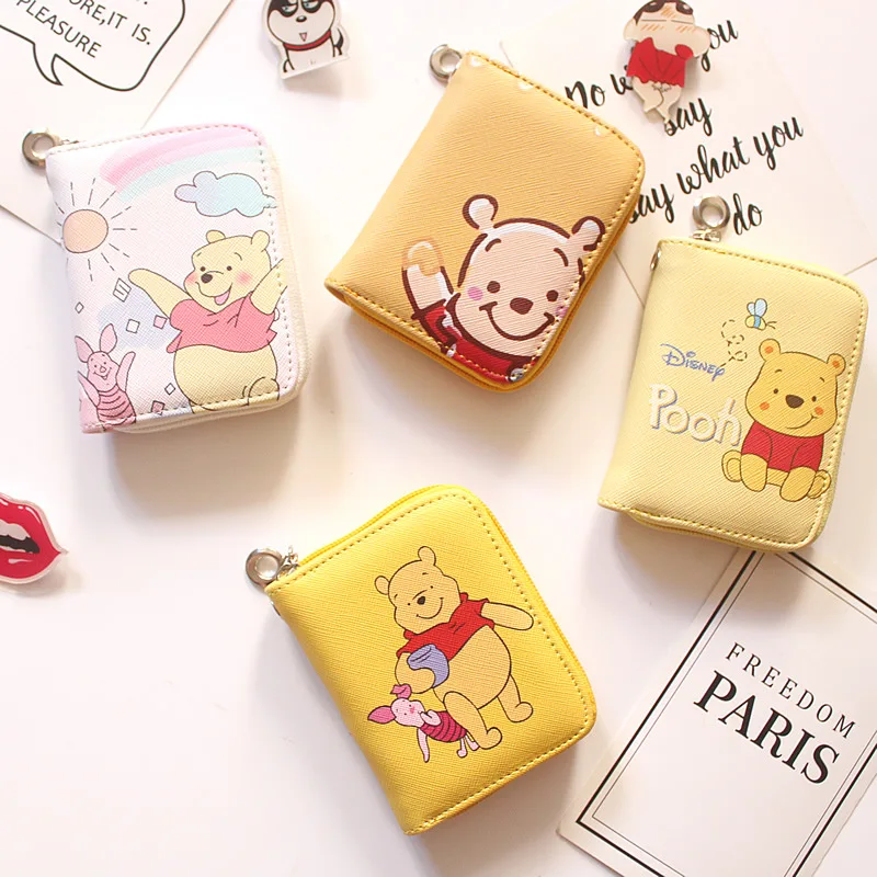 Disney Cartoon Coin Purse Winnie the Pooh Zipper PU Women's Wallet Cute ...