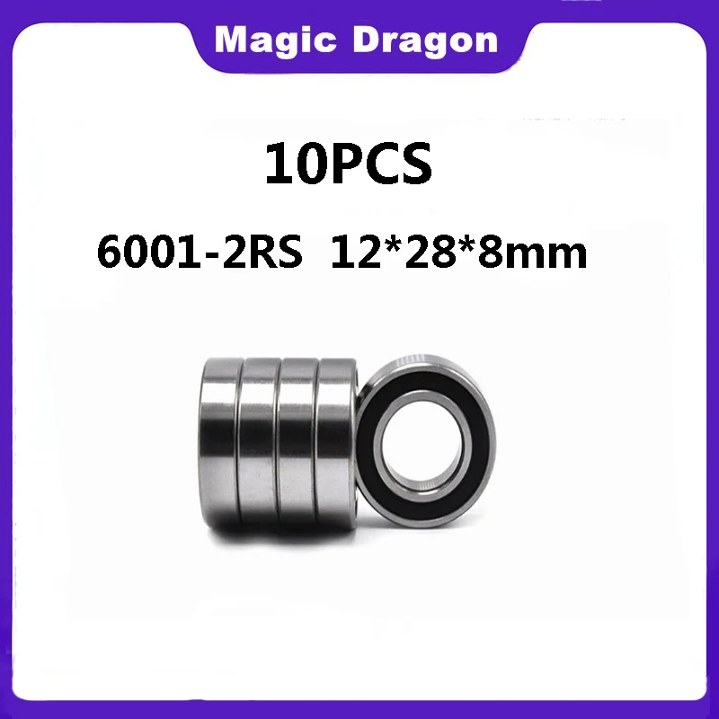 10PCS ABEC-5 6001-2RS 6001 2RS 6001RS 6001 RS 180101 RS 12x28x8 mm ...