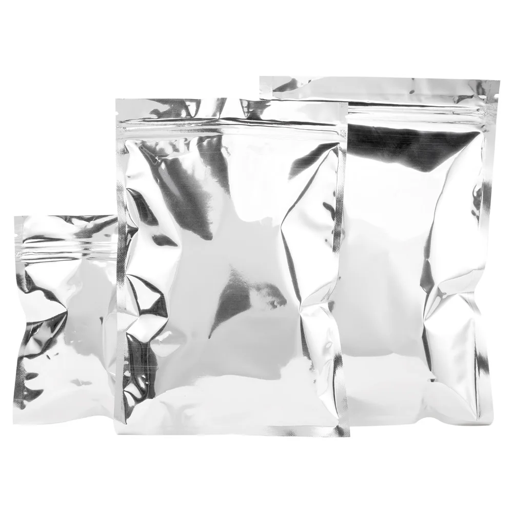 100pcs-Aluminum-Foil-Ziplock-Bags-Food-Grade-Silver-Aluminized-Mylar ...