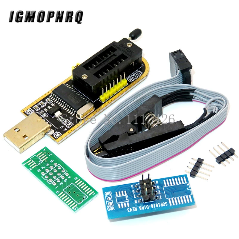 Módulo programador USB de Flash BIOS CH341A 24 25 Series EEPROM + Clip de prueba SOIC8 SOP8 para ...