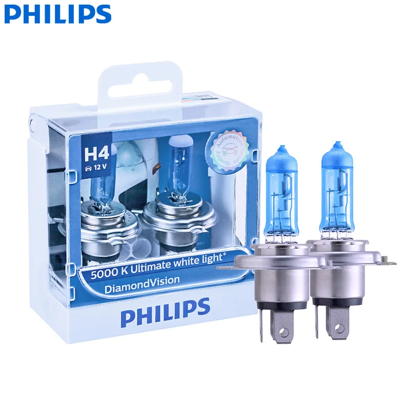 Philips Diamond Vision 9003 HB2 H4 12V 60/55W P43t 12342DVS2 5000K Cool ...
