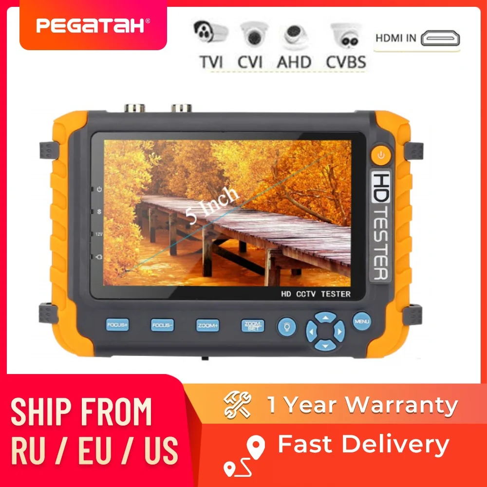 Pegatah Hd Cctv Tester Iv8w Mini Portable Monitor For 8mp Cvi Tvi Ahd ...