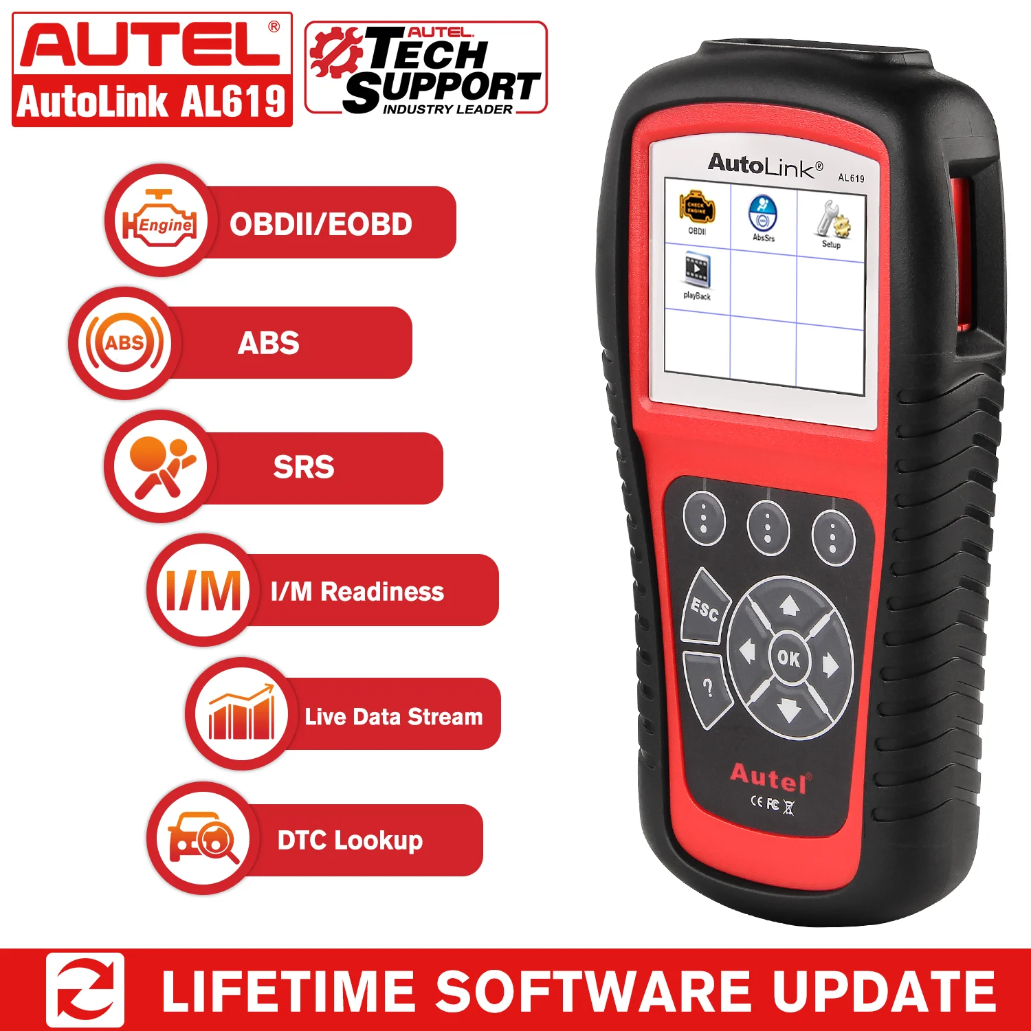 Autel AL619 OBD2 Auto Scanner Diagnostic Tool OBD 2 Car Diagnostic ...