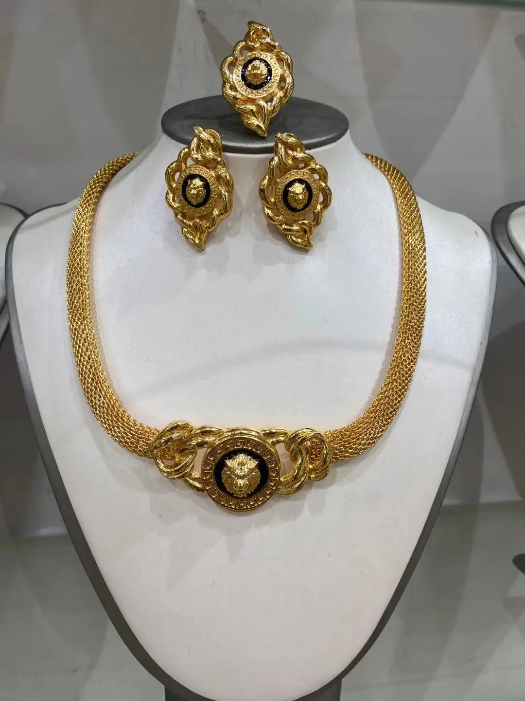 Arab-Dubai-Bride-Jewelry-Set-24K-High-End-Temperament-Real-Gold-Plated ...