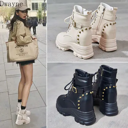 2019 nuevas botas coreanas Otoño e Invierno botas Martin botas de tacón ...