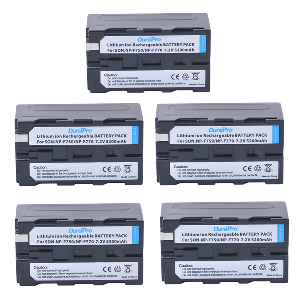 Durapro 5pcs 5200mah Np-f750 Np-f770 Np F750 Np F770 Li-ion Battery For ...