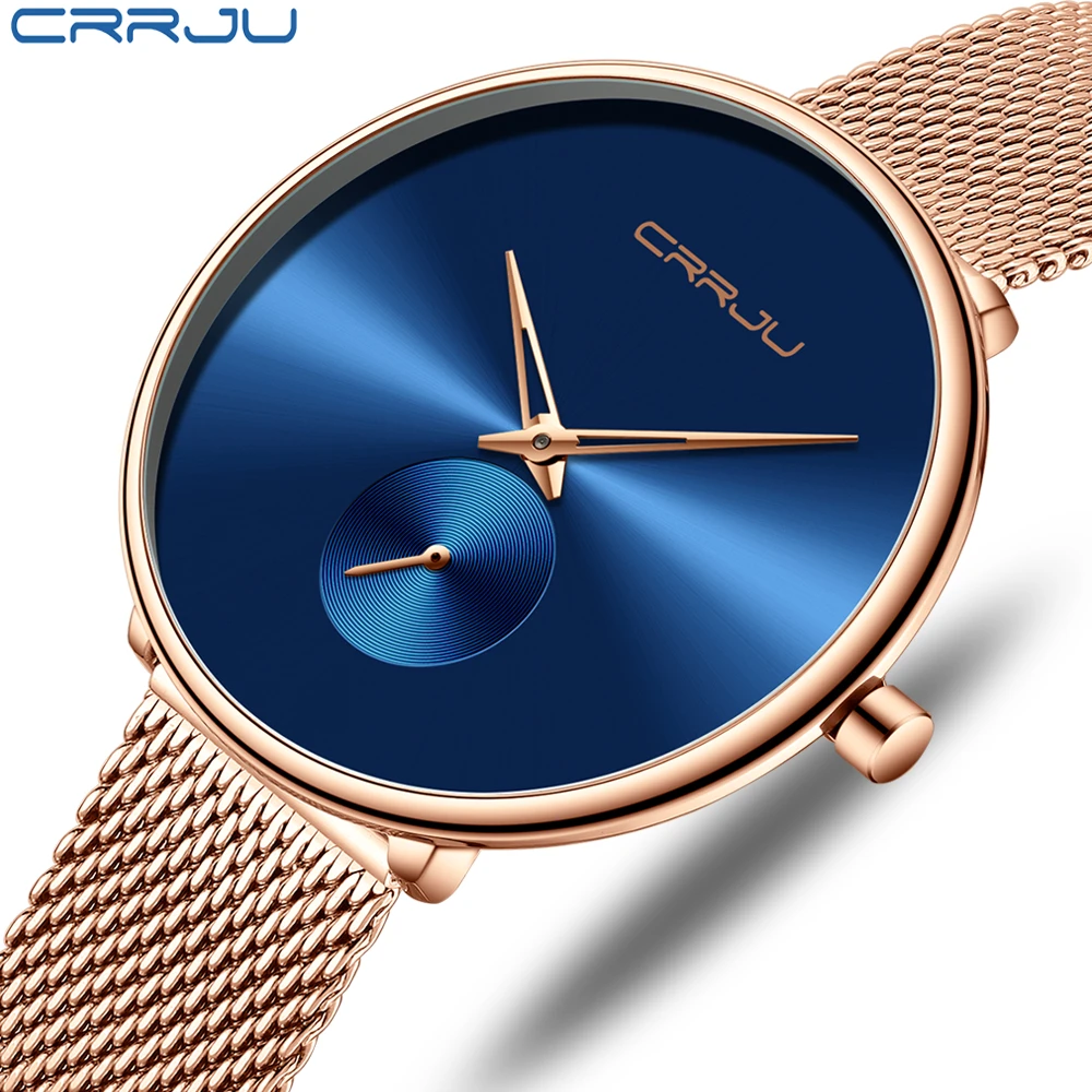 Fashion Women Watch Luxury Crrju Casual Simple Ladies Daily Dress Mesh ...