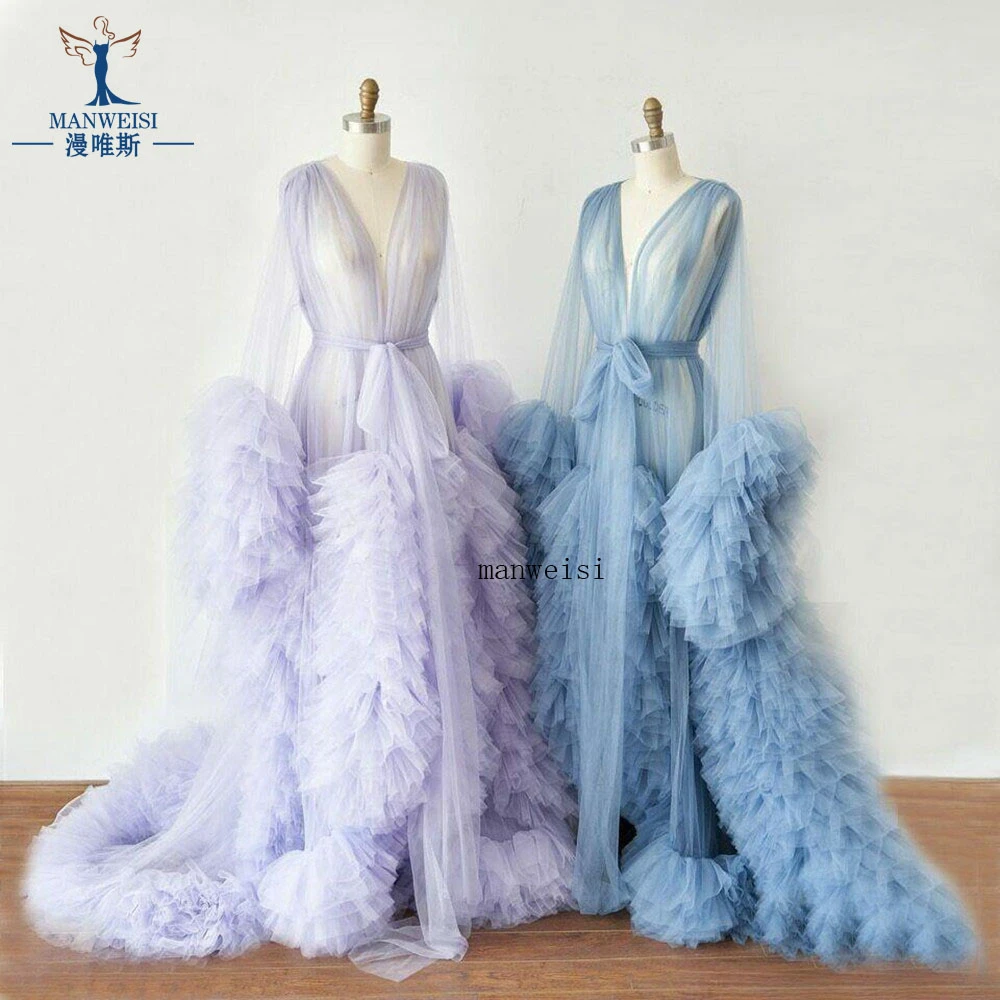 Maternity Robes Women Long Tulle Bathrobe Dresses Photo Shoot Birthday ...