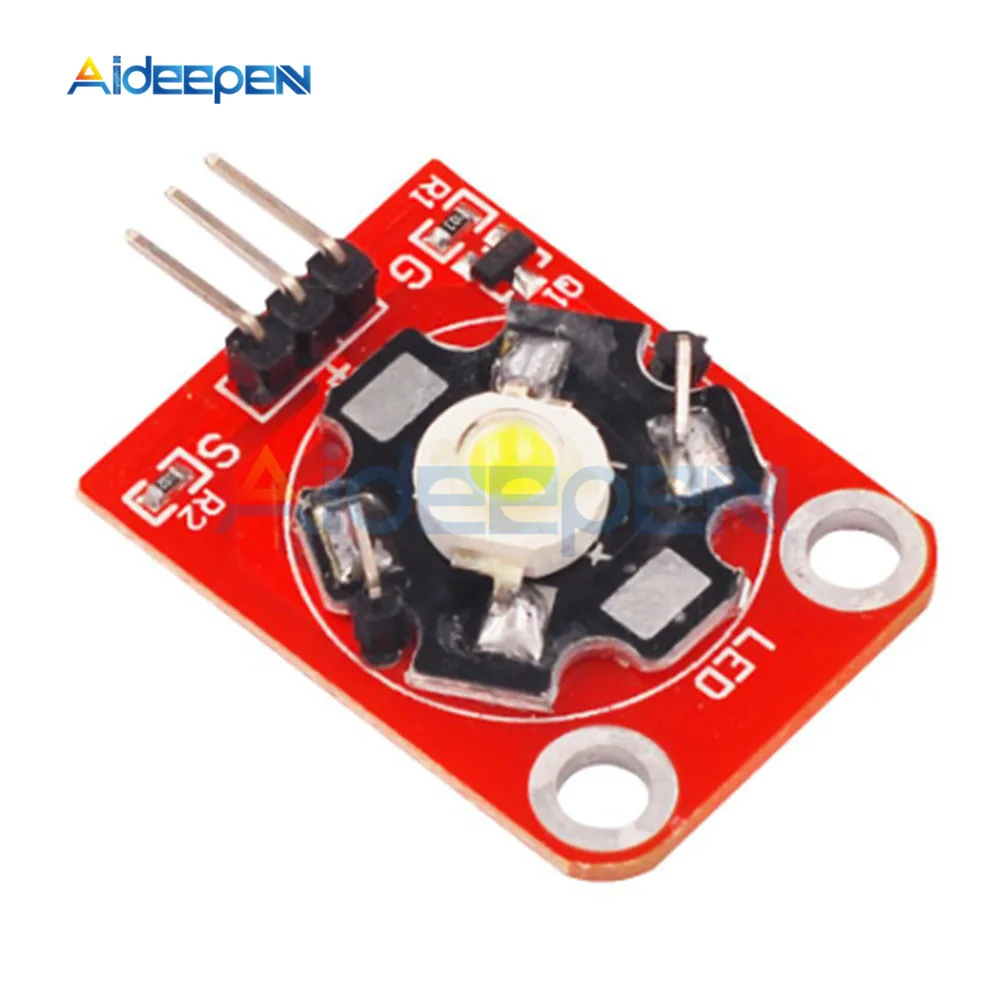 3W 고전력 키 Arduino STM32 AVR 용 PCB 섀시가있는 LED 모듈, 흰색 빨간색 노란색 파란색 녹색 보라색 ...