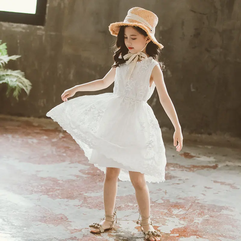 Kids Dresses Teens White Wedding Party Lace Dress Girls Summer Princess ...
