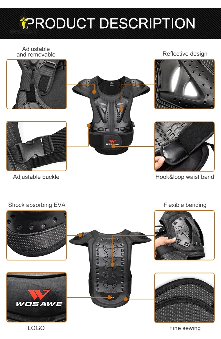 Wolfbike Back Protector Motorcycle Jackets Adult Shoulder Spine Chest ...