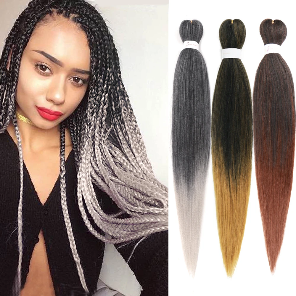 26 인치 쉬운 Braiding 머리 Pre-stretched 야키 Ez Braiding 머리 Pure/Ombre 색상 합성 ...