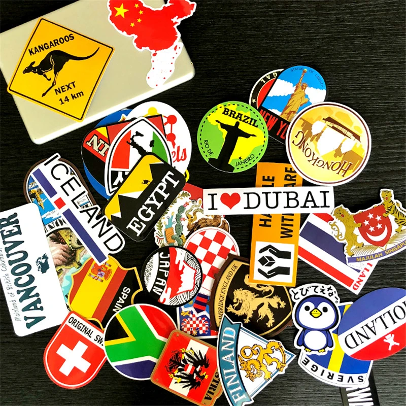 Country Stickers Luggage | Pvc Skateboard Pegatinas | Countries Flags ...