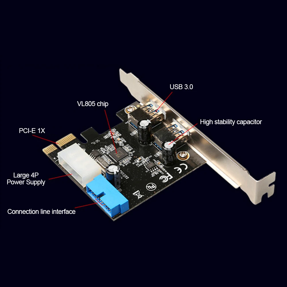 2 Ports USB 3.0 PCI-e Expansion Card PCI Express PCIE to USB Hub 20Pin ...