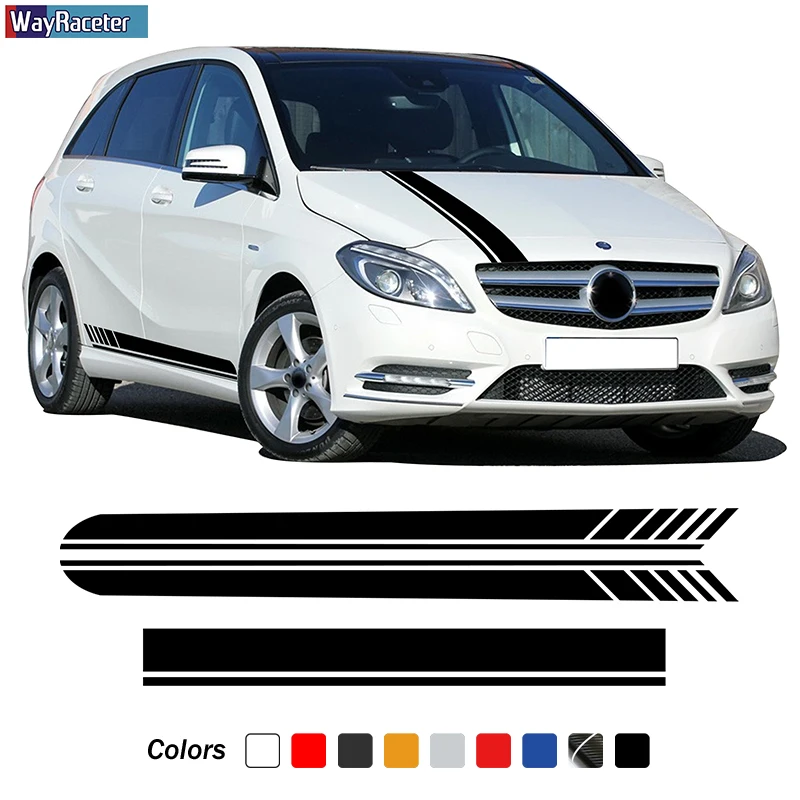 3 Pcs Car Hood Decal Edition 1 Side Stripes Skirt Sticker For Mercedes ...
