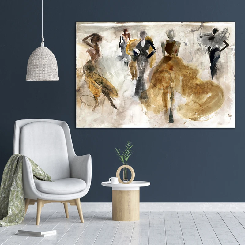 Abstract Oil Painting with Dancing People Printed on Canvas ...