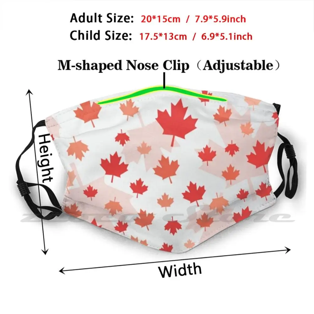 Canadian Maple Leaf Flag Face Mask Mask DIY Washable Filter Pm2.5 Mouth ...