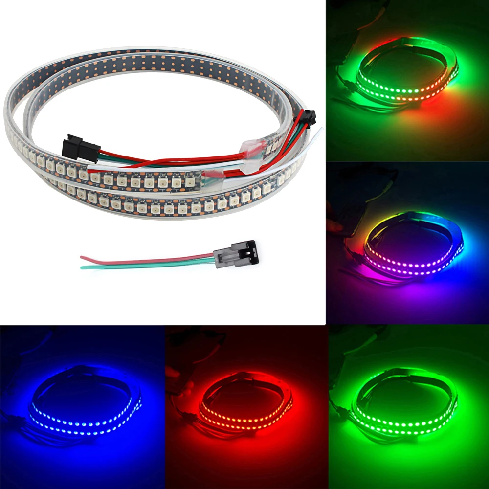 VIPMOON WS2812 Led Strip 144LED/M IP67 Waterproof WS2812 IC DC12V Black ...
