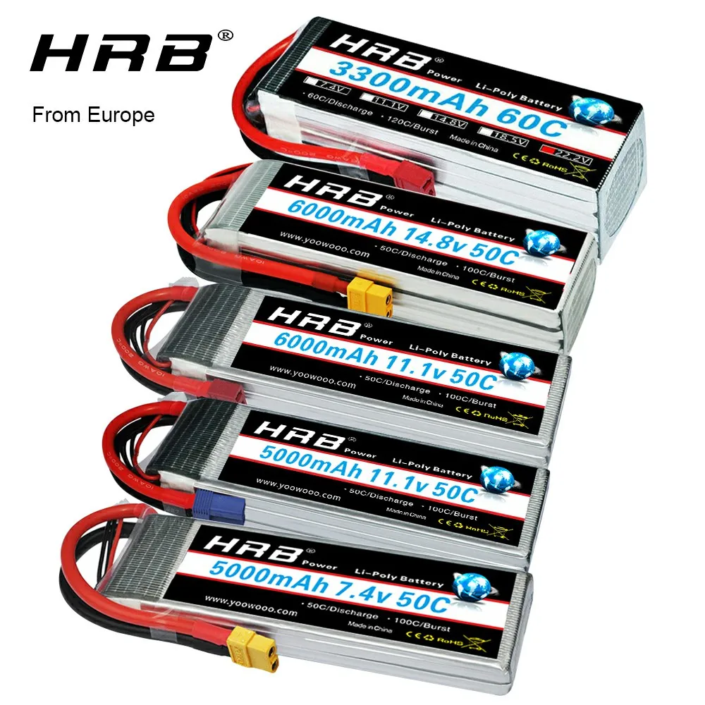 HRB 3 2S S 4S 5S 6S Lipo Bateria 2200mah 3300mah 4000mah 5000mah 6000mah 7000mah com Deans XT60 ...