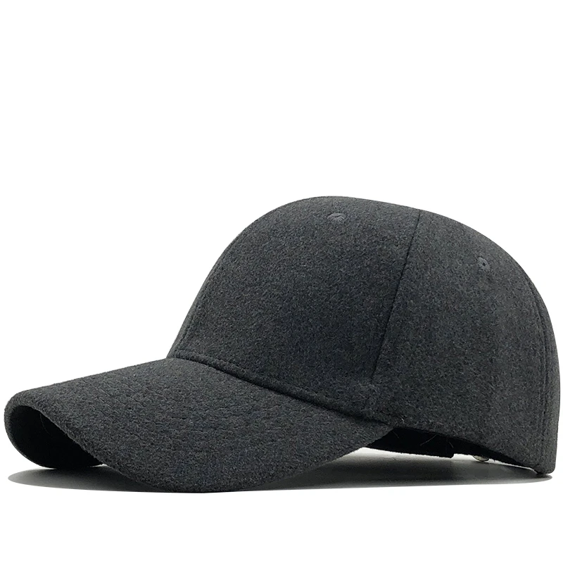 Simple Men Winter Spring Autumn Adjustable Baseball Hat Gray Wool Cap ...