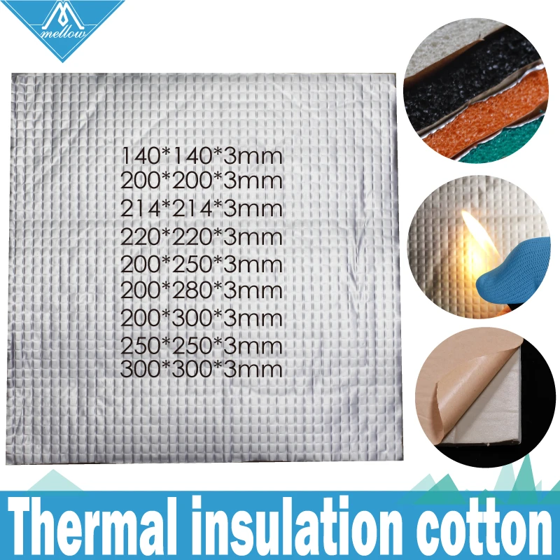 3D Printer Heating Bed Sticker 1pcs Heat Insulation Cotton 200/300mm ...