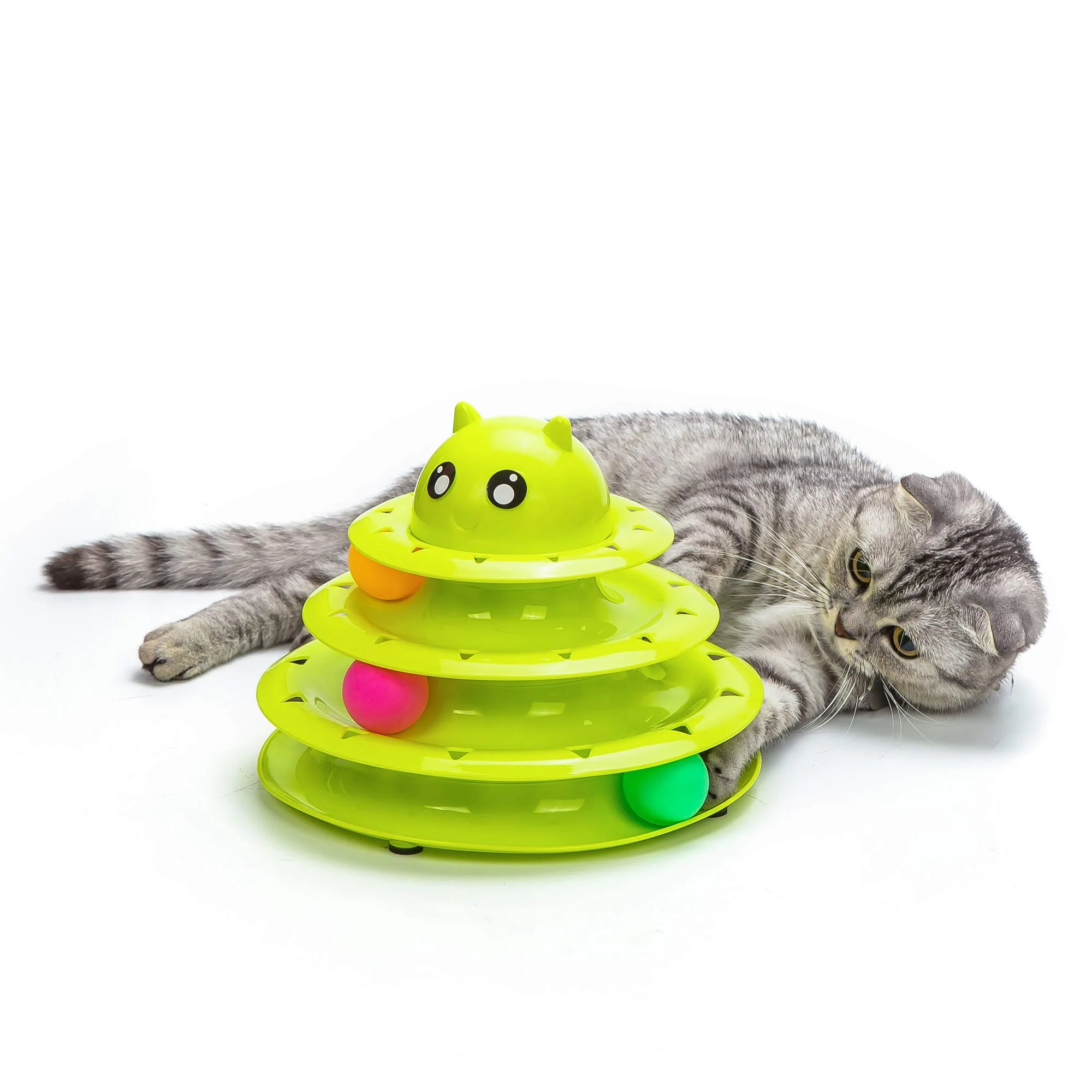 Cat-Turntable-Toy-Pet-Interactive-Cats-Tower-Track-Circle-Tracking-Ball ...