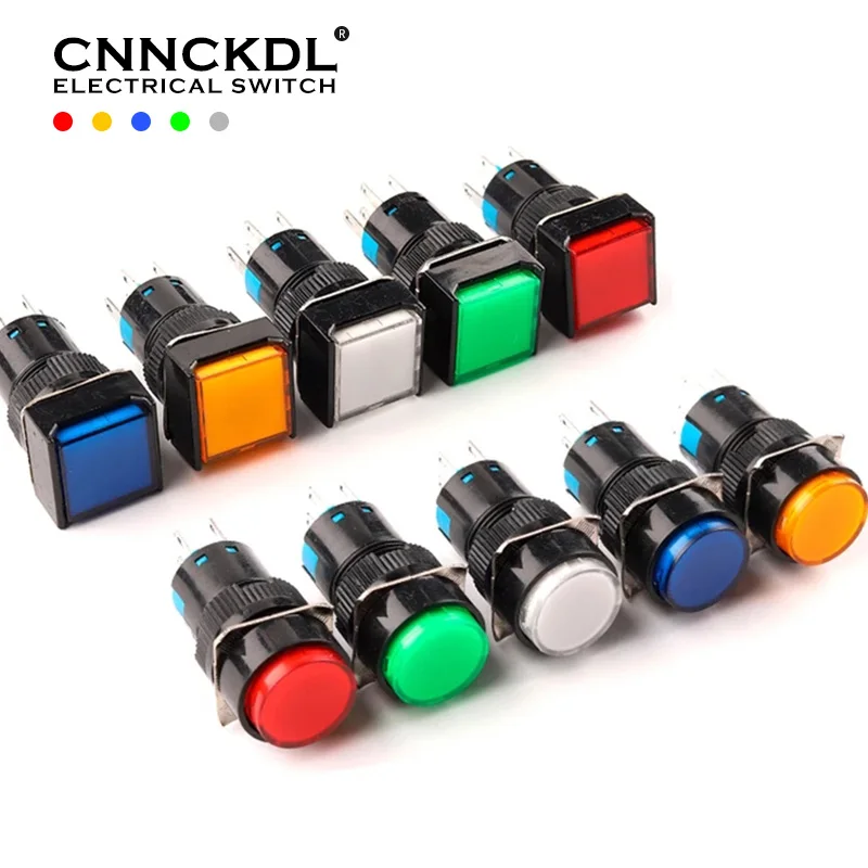 1PCS-16mm-Push-Button-Switch-3-Pin-6-Pin-Small-Square-Round-Self ...