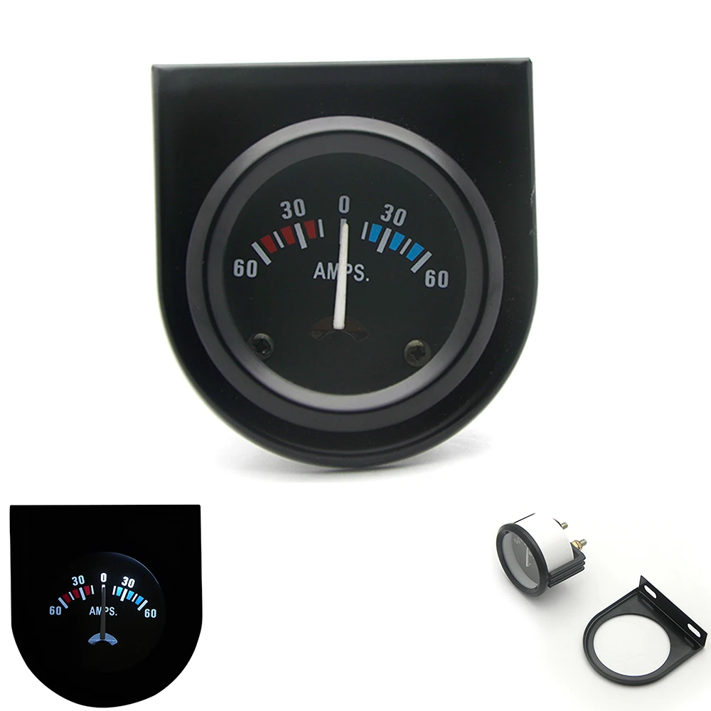 2" 52mm Universal Car Black Analog Ammeter Amps Meter Gauge 60a White ...