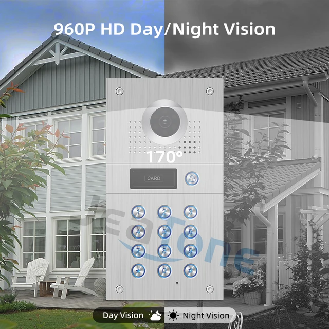 JeaTone 960P Tuya WiFi Wired Video Intercom with Camera and Code Keypad ...