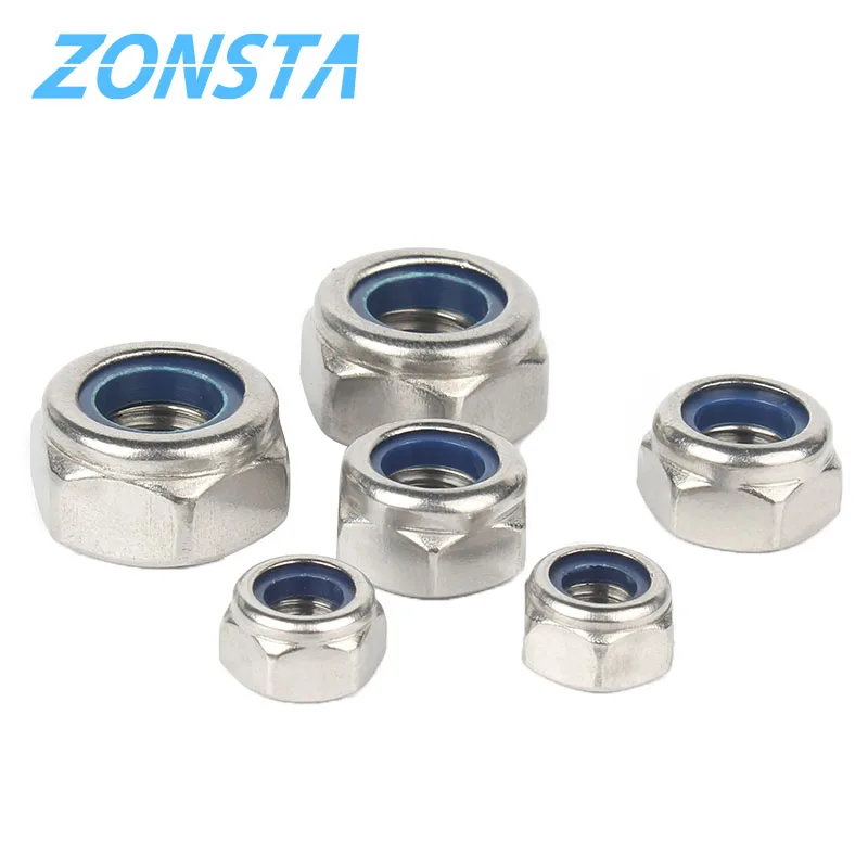 Tuercas-de-bloqueo-de-nailon-acero-inoxidable-304-hexagonal ...