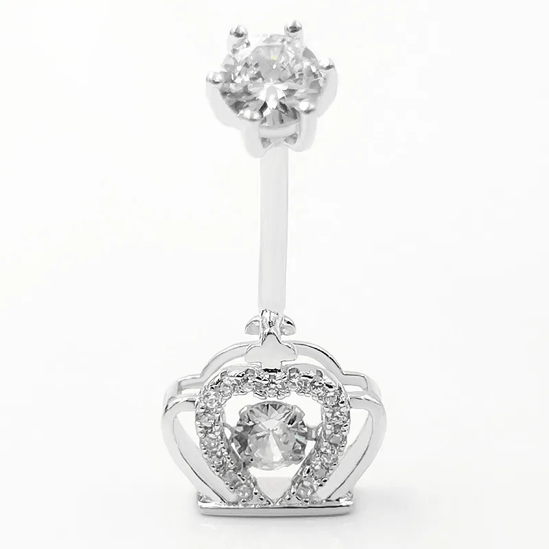 White Diamond Belly Button Rings