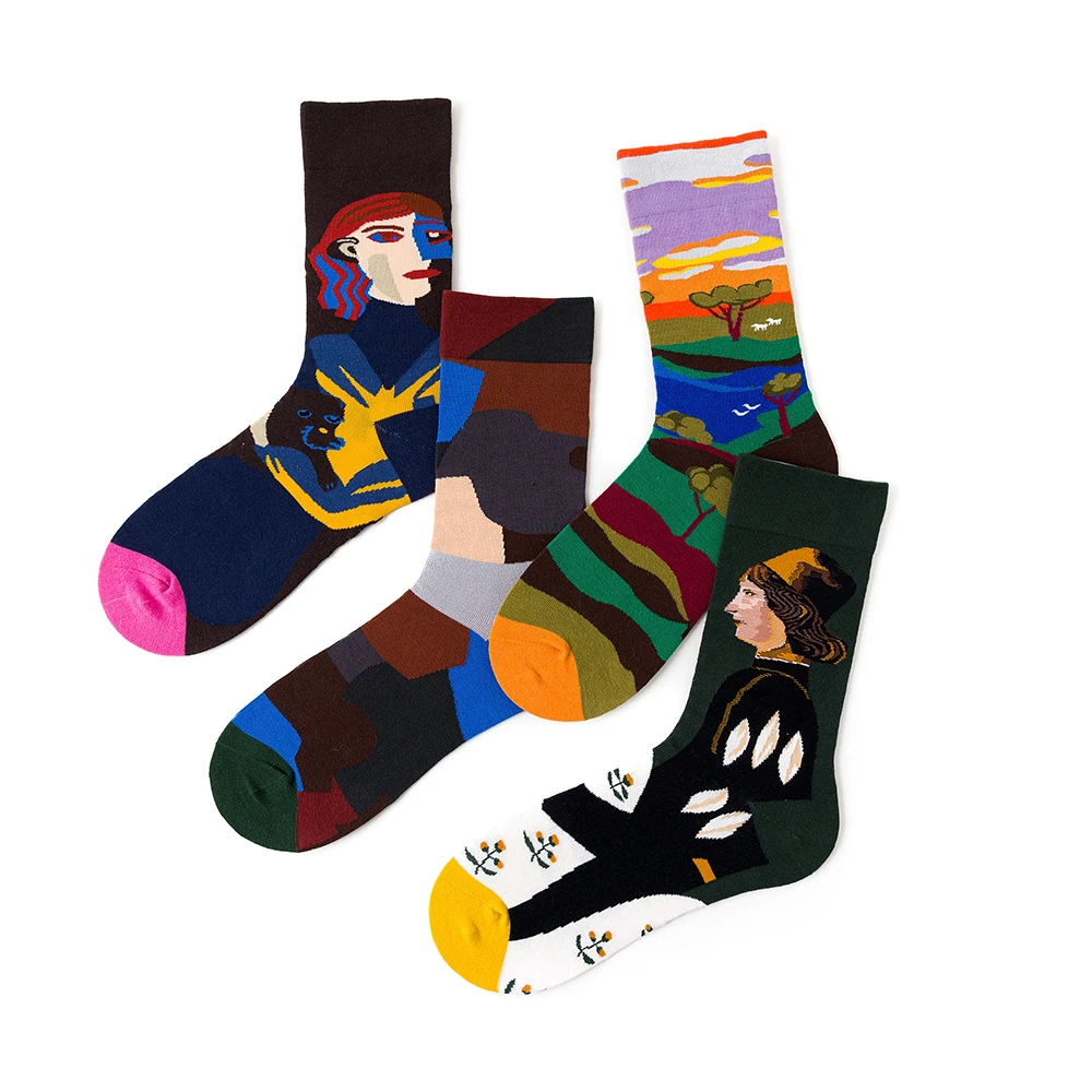 Pairs Painting Art Socks Women | Women Socks Funny Paintings | Painting ...