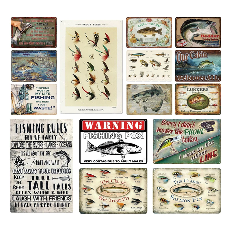 Shabby-Chic-Vintage-Style-Fish-Metal-Tin-Signs-Retro-Plaque-Iron ...