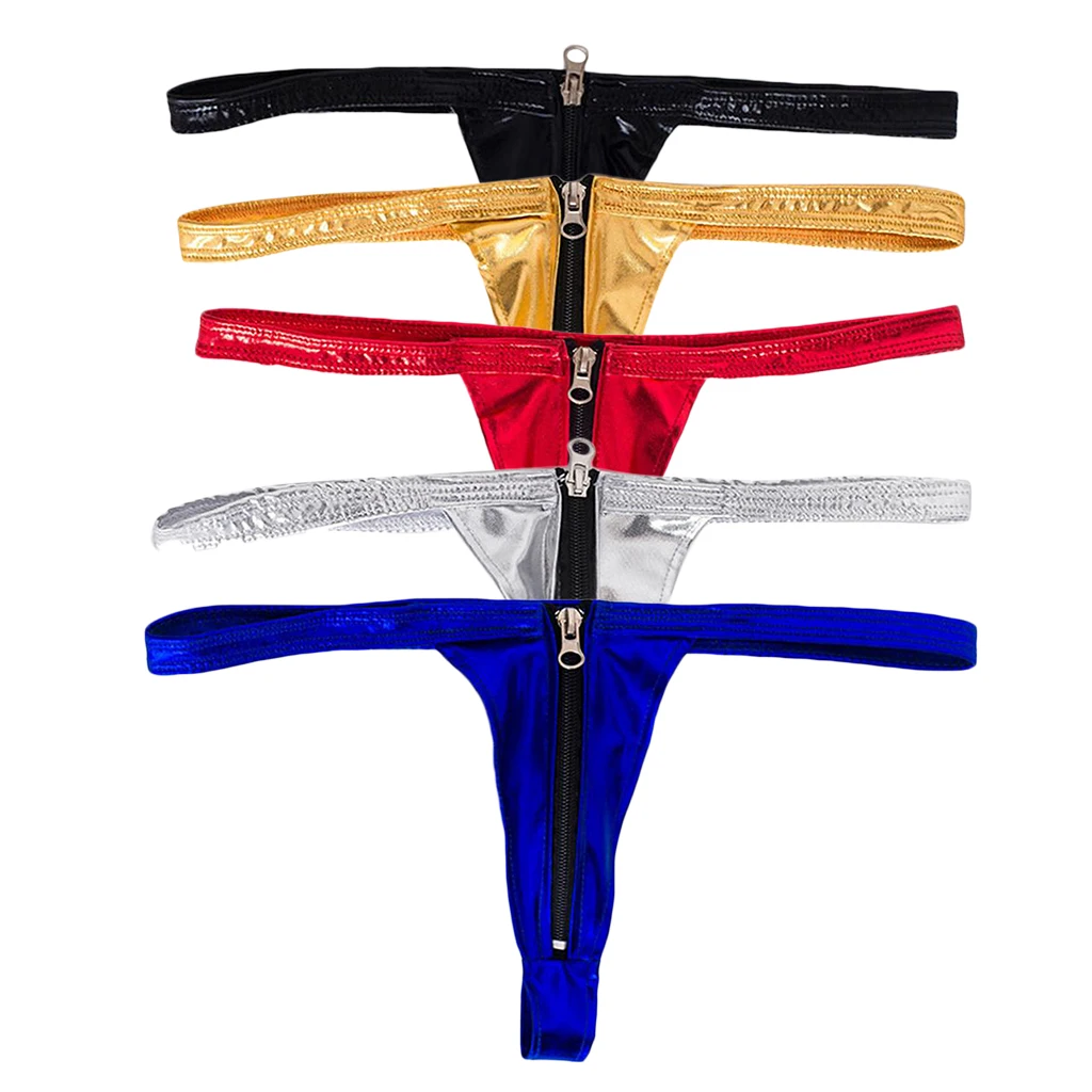 Elastische-Leder-Zip-Vorne-Offen-Tanga-G-String-T-Zur-ck-Briefs-Sexy ...
