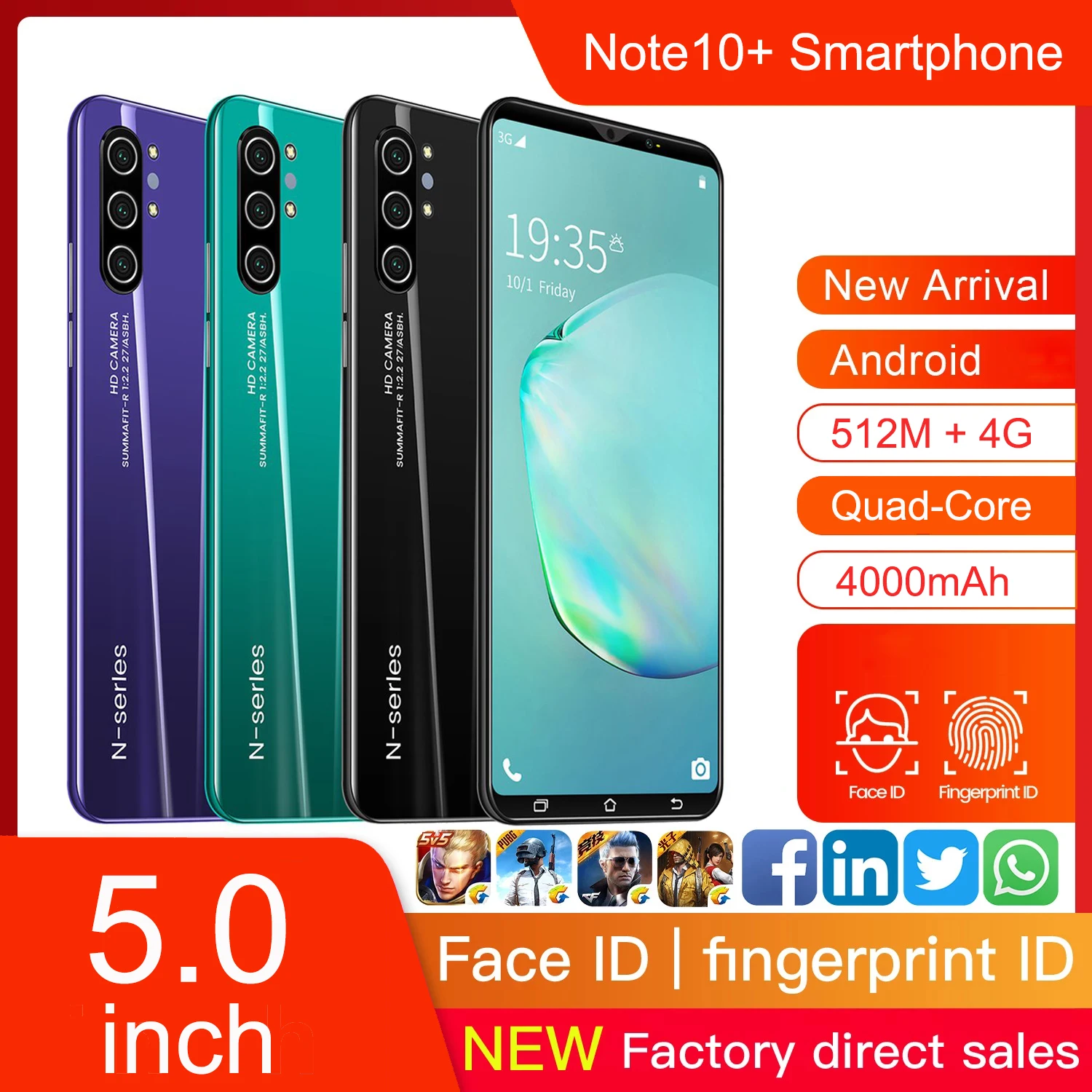Note10 + Smartphone 512M + 4G Quad Core 4000Mah Smartphone ...