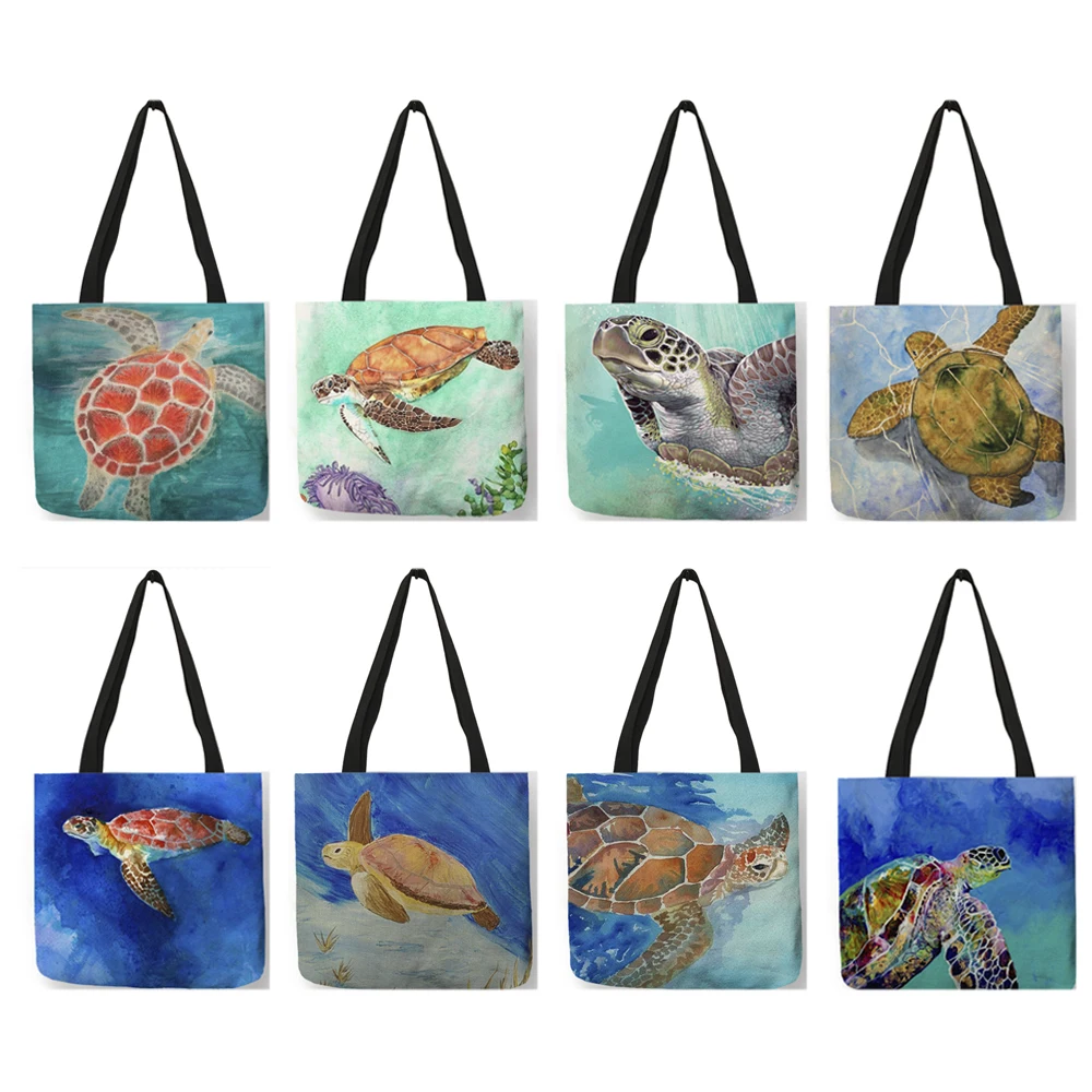 Watercolor Sea Turtle Print Handbags for Women 2020 New Arrival Tote ...