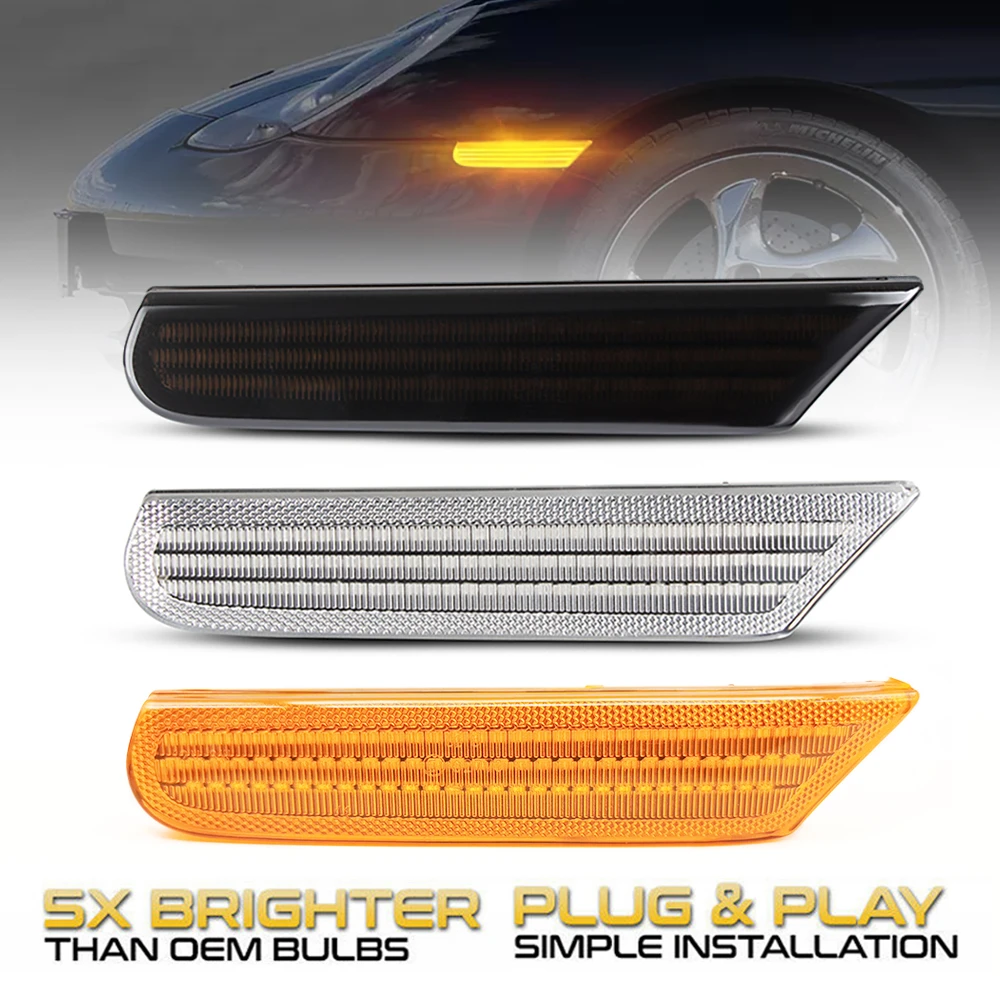 2pcs Dynamic Amber Led Side Marker Light For Porsche Boxster 986 996 ...