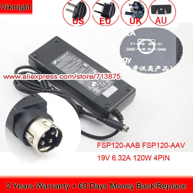 Genuine FSP120-AAB FSP120-AAV 19V 6.32A 120W 4PIN Laptop Charger for Thecus N4200ECO N4200 PRO ...