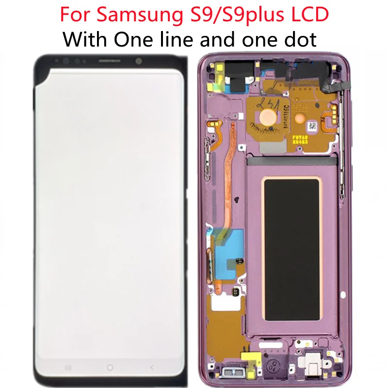 Tela de toque lcd digital original para samsung galaxy s9, g960, s9plus, g965f, g965w, uma linha ...