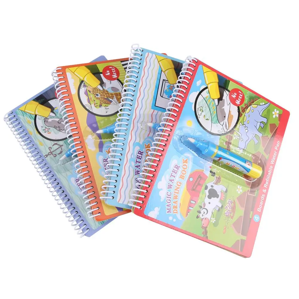 Coloring-Book-Reusable-Magic-Water-Painting-Book-With-Pen-Kids-Doodle ...