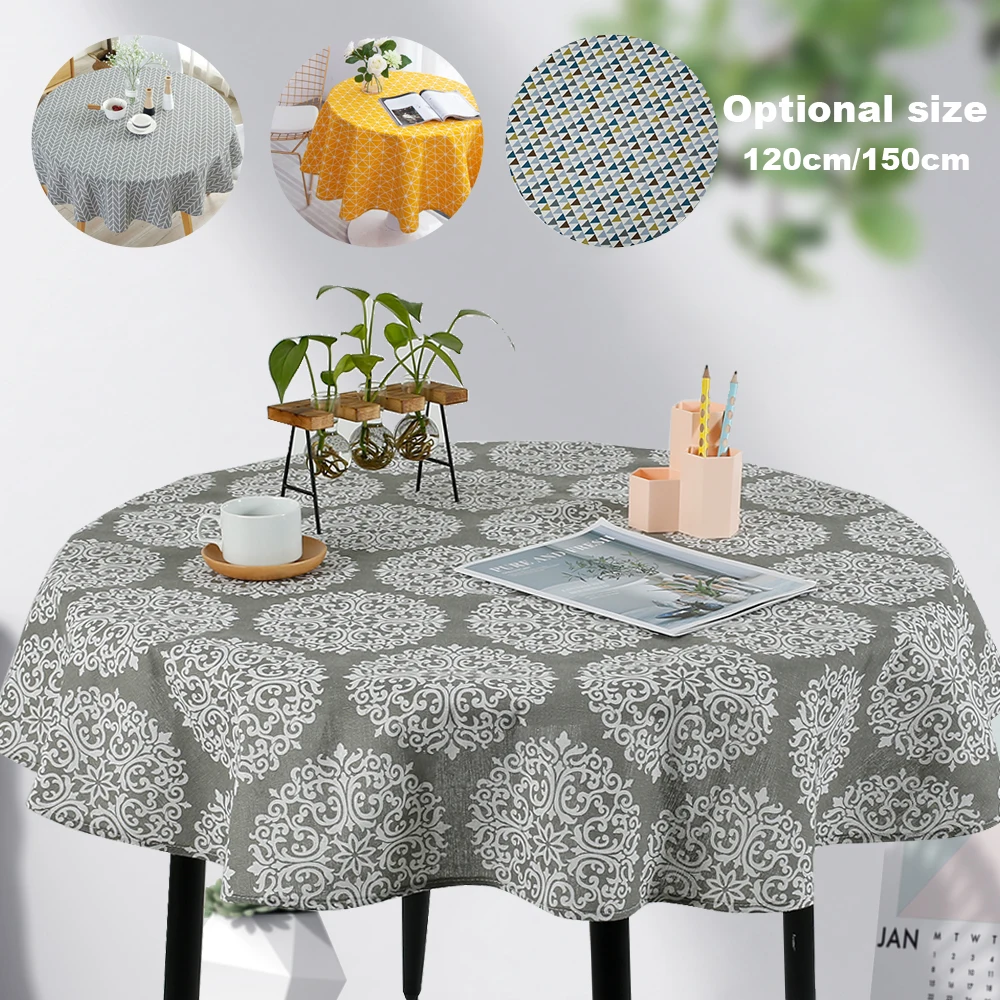 NAPPE DE TABLE ,D-Diameter 150cm--Nappe ronde en coton et lin ...