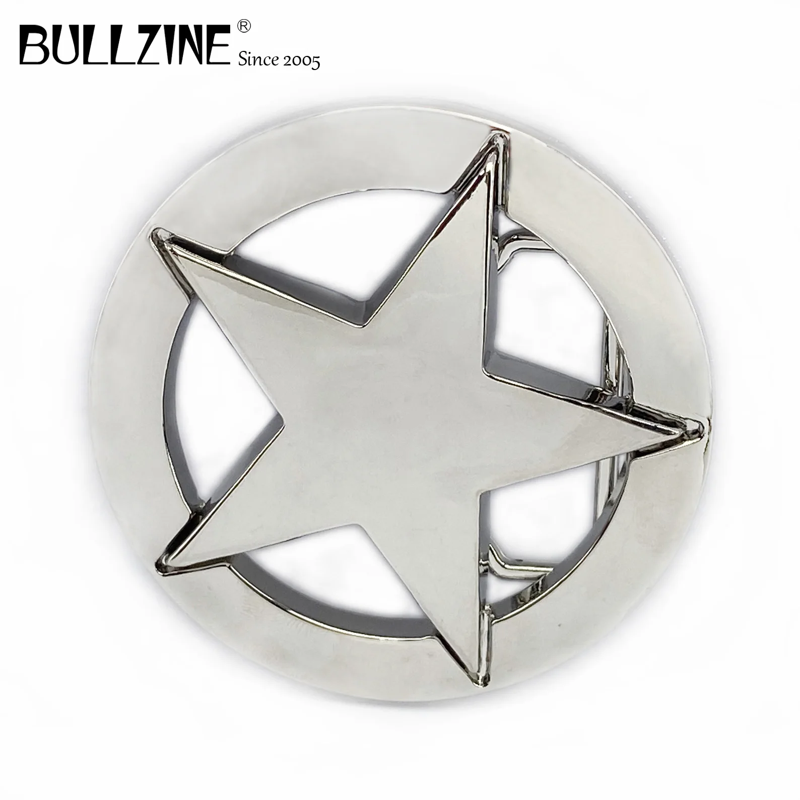 The-Bullzine-Star-belt-buckle-with-silver-finish-FP-03335-with ...