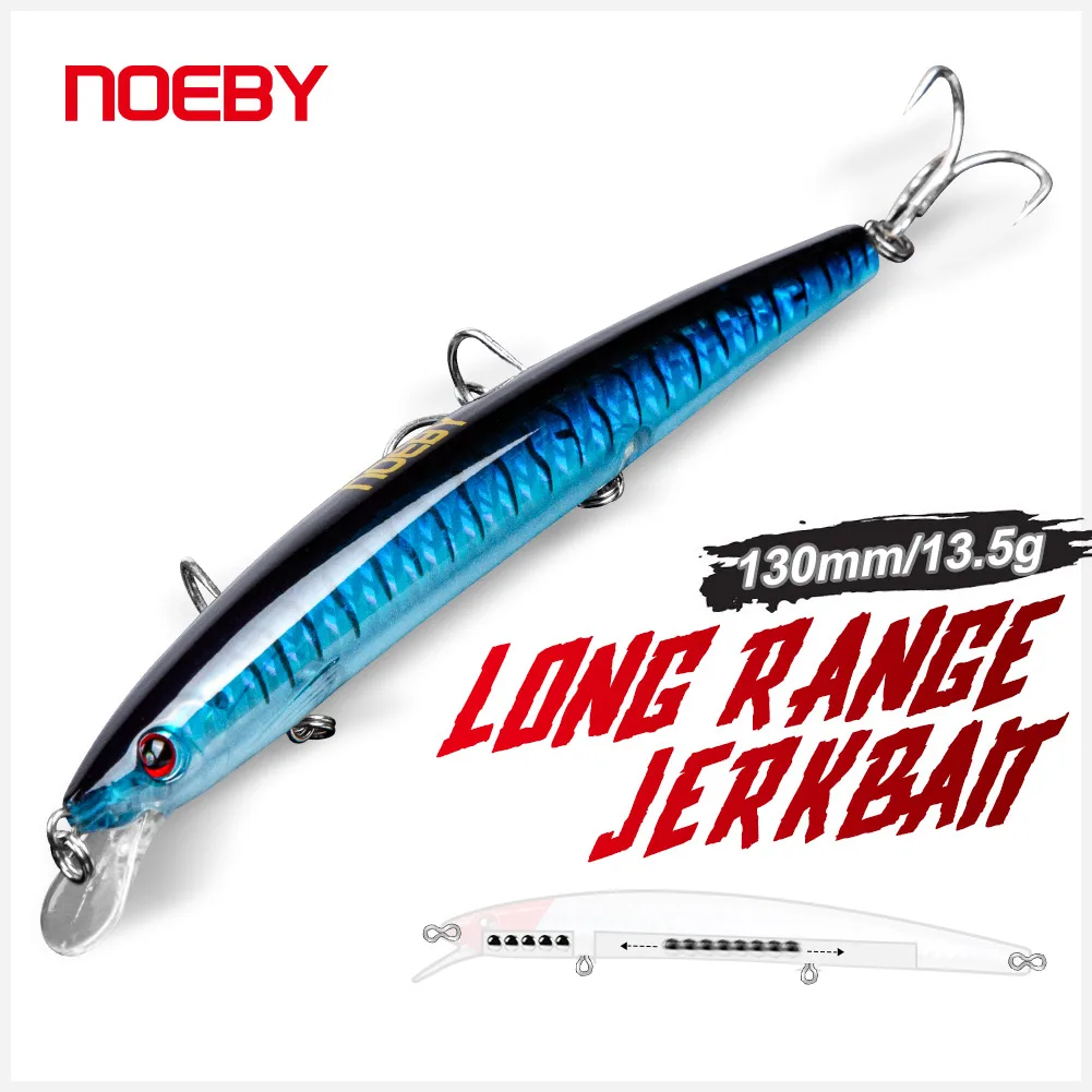 NOEBY Slim Minnow Fishing Lure 130mm 13.5g Floating Long Casting ...