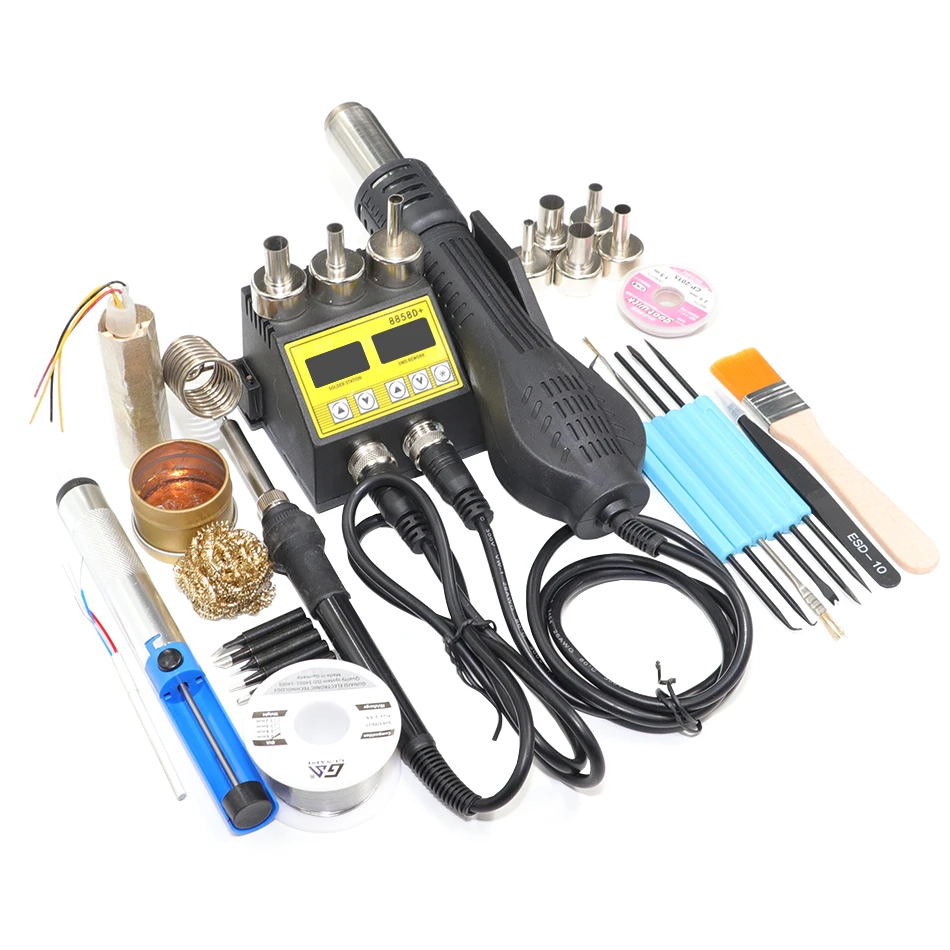 8858d+ Soldering Station Portable Digital Hot Air Gun Bga Rework Solder ...