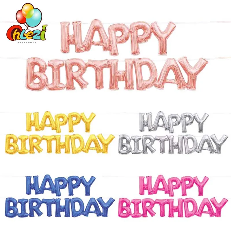 Happy Birthday Letters Balloons Uppercase Conjoined Alphabet Foil ...