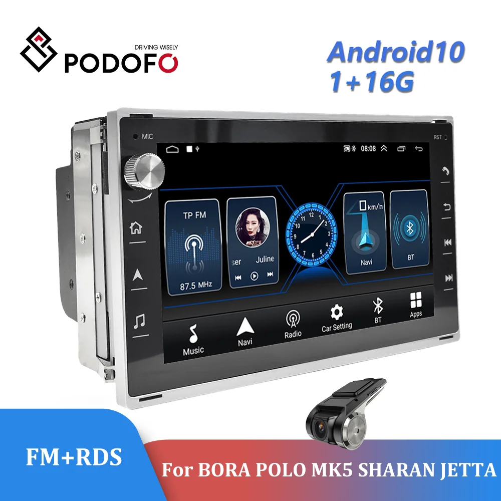 Podofo central multimídia automotiva, 2din, android 10.0, rádio, rds ...